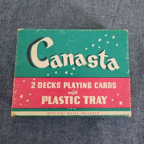 Whitman | Games | Canasta Playing Cards Set With Plastic Tray Green And ...